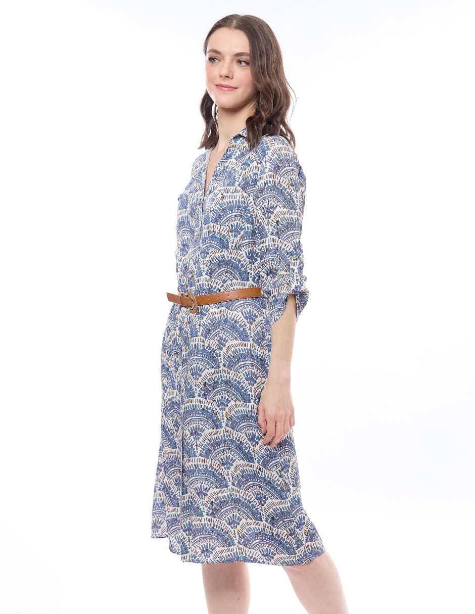 Vestido Estampado Beige Elia - Moda Mujer 2025 – Foley's